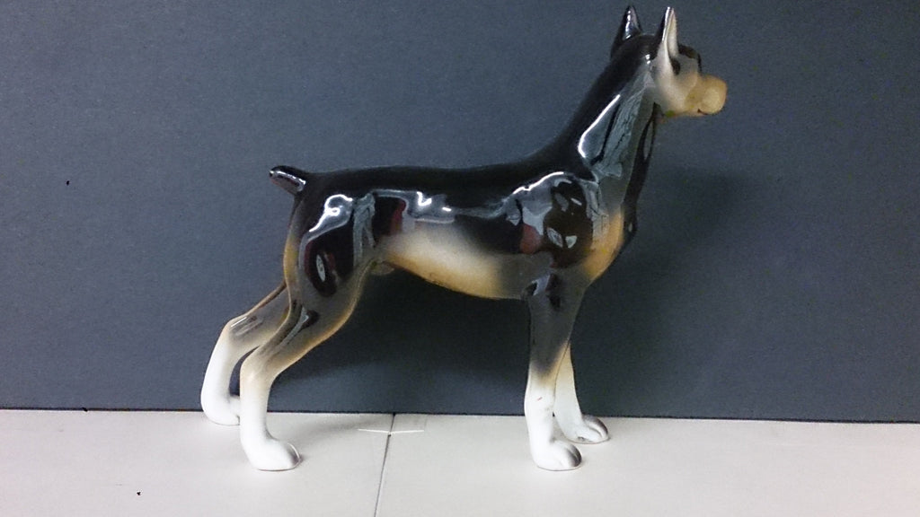 Lefton Porcelain Doberman, Black Brown & White Markings Made In Korea ...