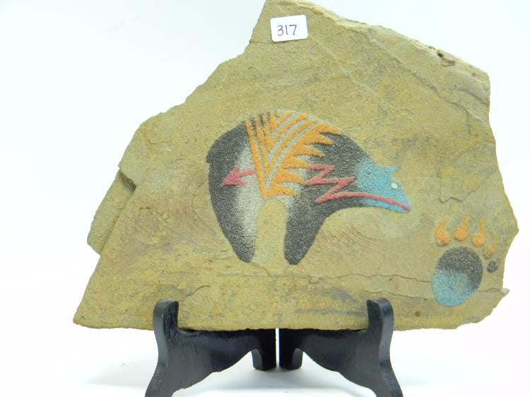 Native American Symbol Zuni Bear, Sand Painted On Flagstone. – Roadshow ...