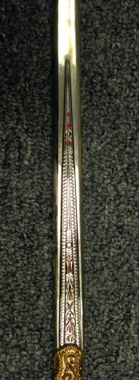 Spanish Sword, Leather Covered Scabbard, Glass Gem Stoned Grip Handle ...