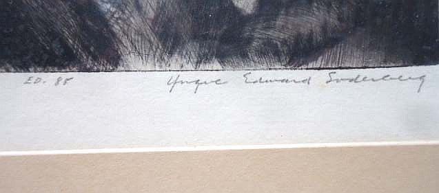 Yngve Edward Soderberg Etching, Black Male Sleeping, Framed and Matted ...