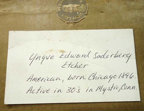 Yngve Edward Soderberg Etching, Black Male Sleeping, Framed and Matted ...